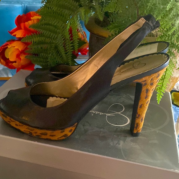 Jessica Simpson | Shoes | New Leather Cheetah Heel 85 Jessica Simpson ...